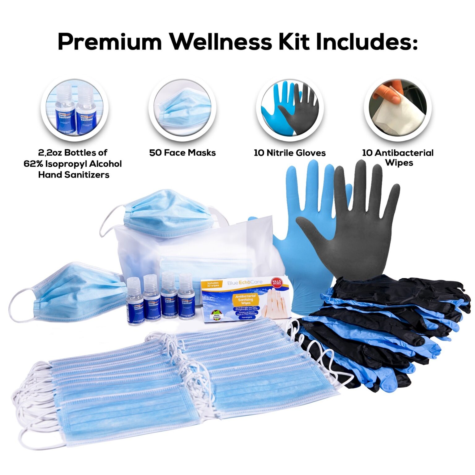 Wellness Kits – Masks, Hand Sanitizers, Antibacterial Wipes, Nitrile ...